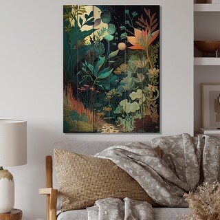 Designart 'Bounties And Blooming Wilderness Blessings IV' Coastal Wood ...