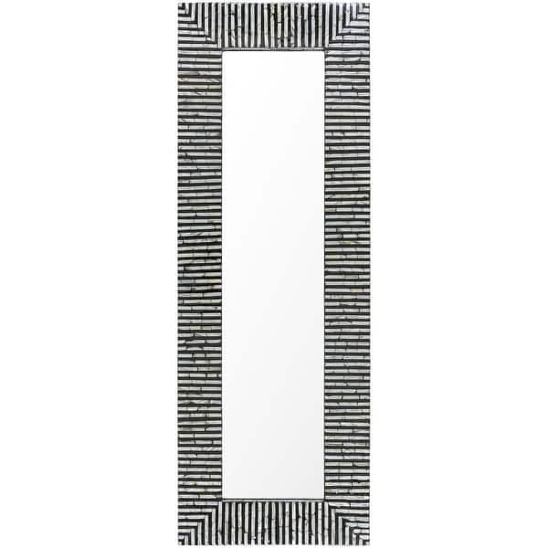 Zamora Black Multi Striped Shell Rectangular Wall Mirror - Bed Bath ...