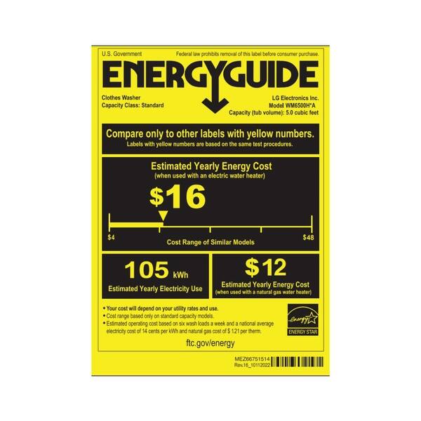 LG 5.0 cu. ft. Mega Capacity Smart Front Load Energy Star Washer with ...