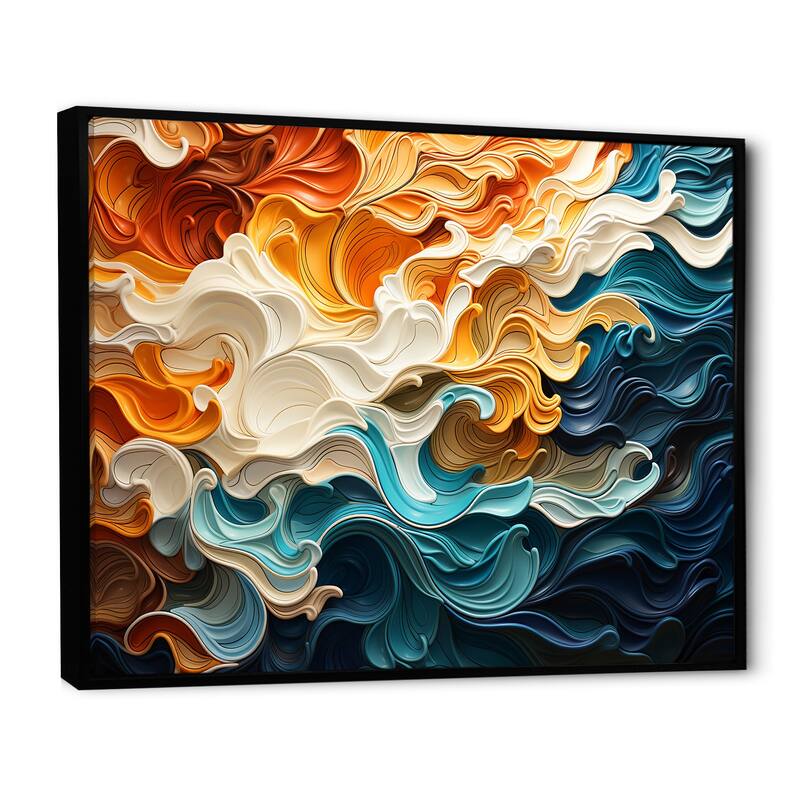 Designart "Multicolor Op Art Dynamic Flow I" Op Art Framed Canvas Wall ...