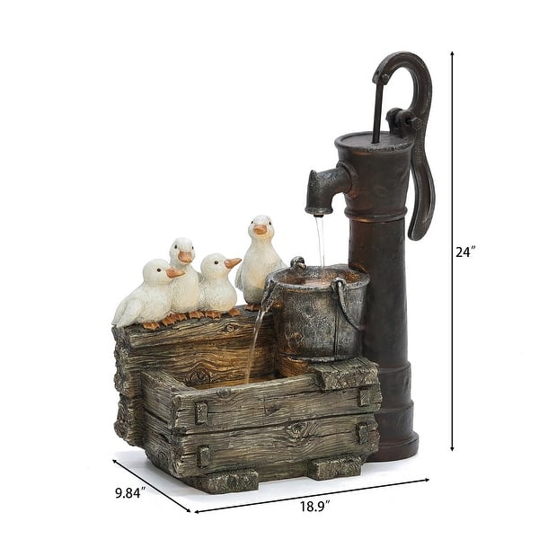 Farmhouse Crate and Baby Ducks Resin Outdoor Fountain with LED Lights ...