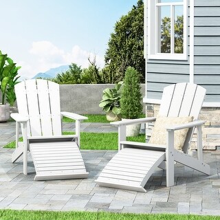 Outdoor Solid Wood HDPE Adirondack Folding Chair with Retractable ...