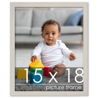 15x18 Traditional White Washed Complete Wood Picture Frame with UV ...