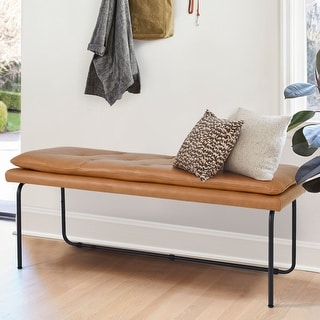 48 inch Nano Faux Leather Tufted Bench - Bed Bath & Beyond - 36983213