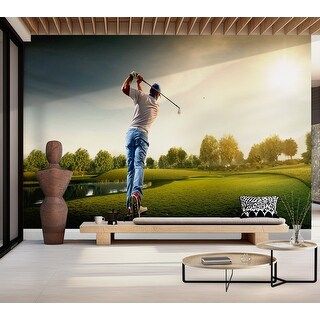Premium Peel & Stick Wall Mural - Sunset Golf Swing - Bed Bath & Beyond ...