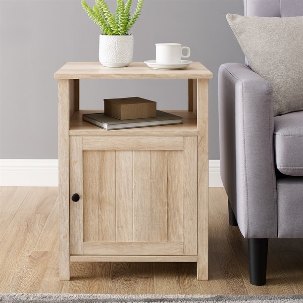 Walker Edison 18-inch Groove-door Farmhouse Nightstand - Bed Bath ...