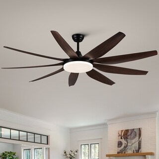 Integrated LED Lighting Ceiling Fan with 9 Solid Wood Blade - Bed Bath ...