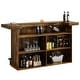 70.9" Wooden Home Bar Table with Wine Glass Holder, Pub Storage Unit ...