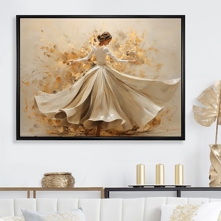 Designart "Beige And Gold Ballet Dance I" Dance Framed Wall Decor - Bed ...
