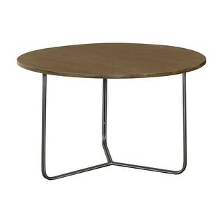 30 Inch Wood Round Accent Coffee Table with Triangular Base, Brown ...