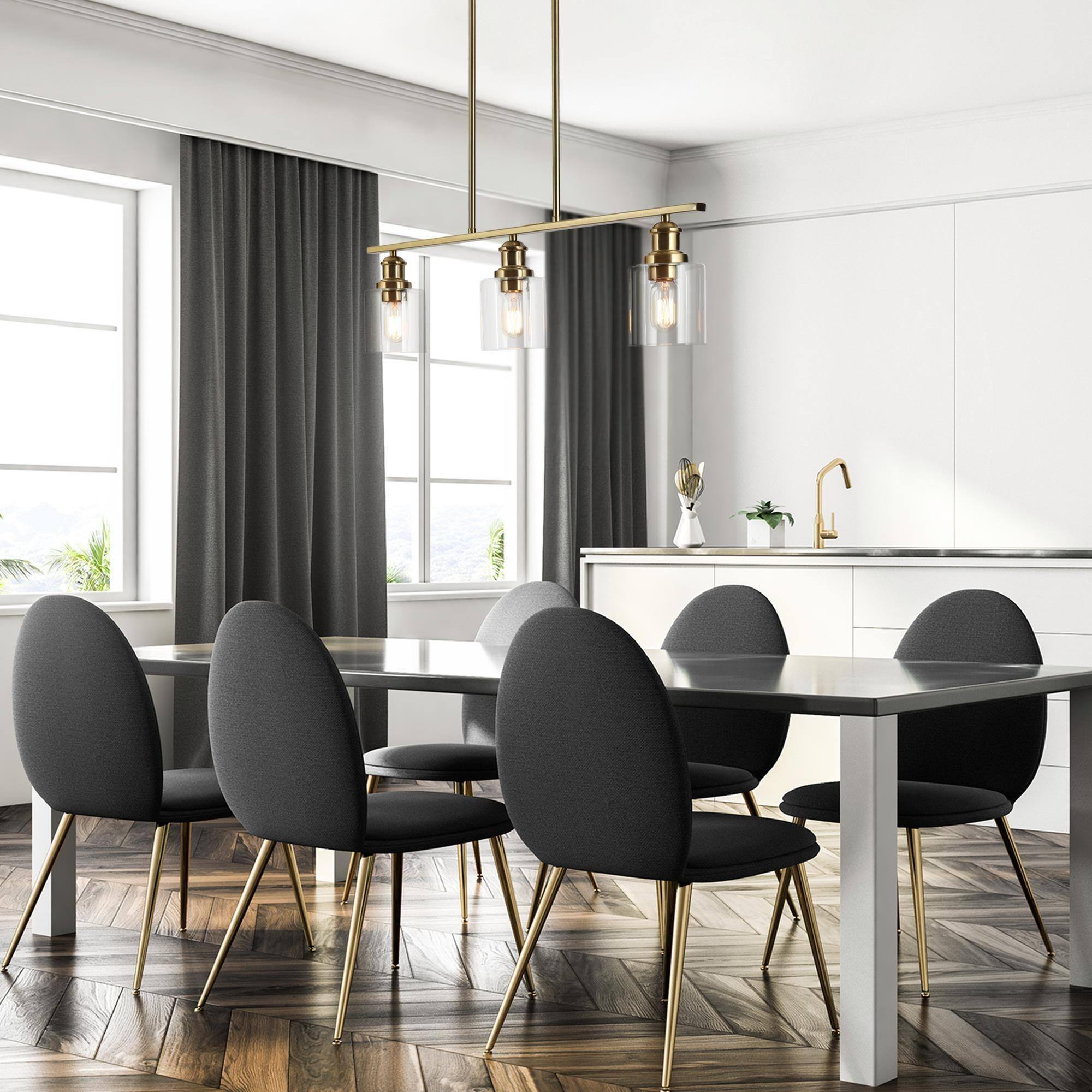 Colbey Modern 3-Light Gold Brass Chandelier Linear Kitchen Island ...