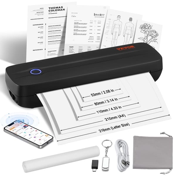 Portable Printer Bluetooth Inkless Mobile Printer for A4, Compatible ...