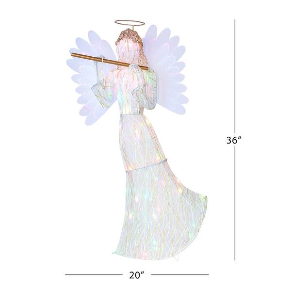 3' Outdoor Animated Fiber-Optic Angel - White - Bed Bath & Beyond ...