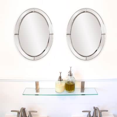Allan Andrews Beveled Oval Mirrored Frame Opal Accent Wall Mirror - 16 ...