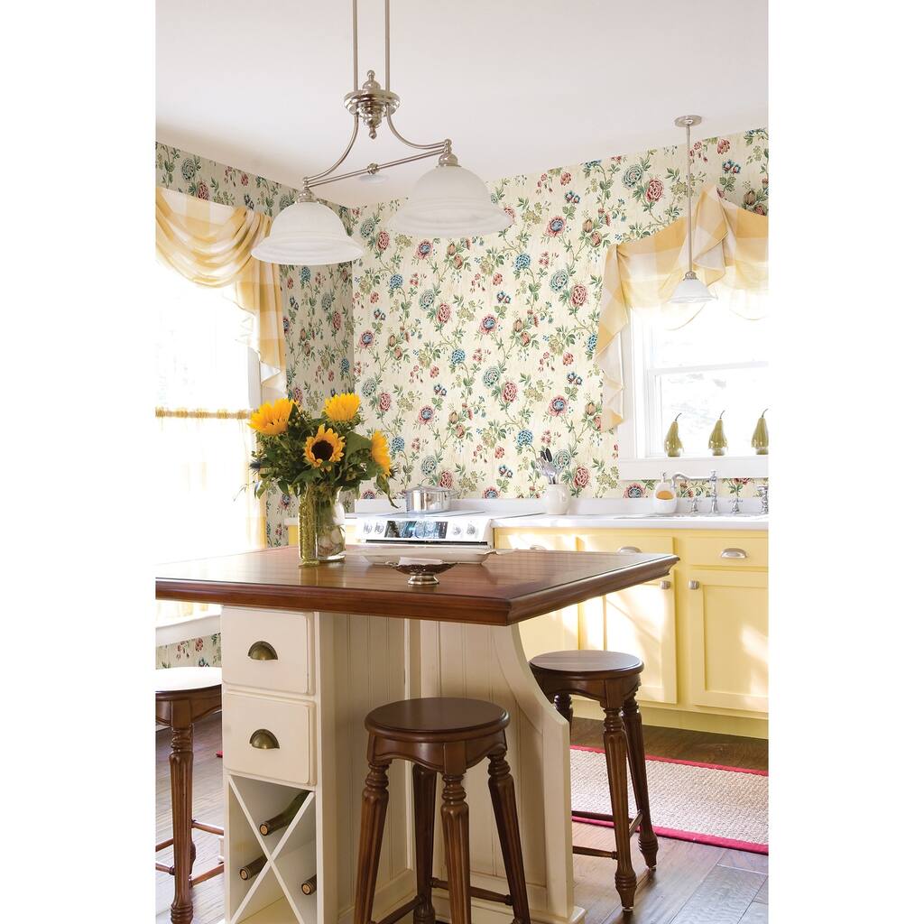 Barstow, Chrysanthemum Ruby Jacobean, 33' L X 20.5 W, Wallpaper Roll ...