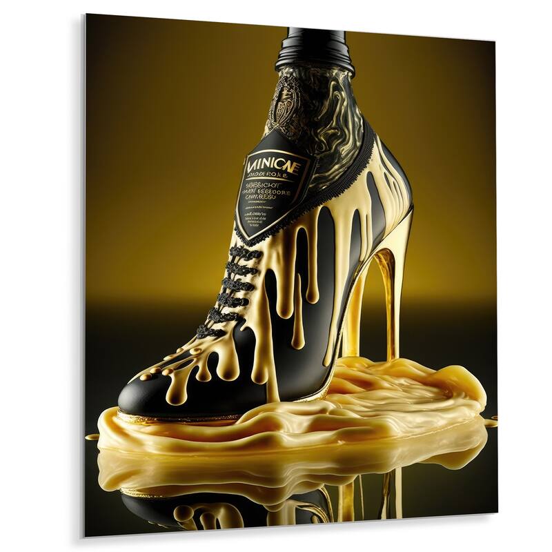 Designart 'Golden High Heels Irish Cream ' Fashion Shoes Metal Wall Art ...