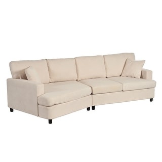 Modern Upholstered Sofa with 2 Pillows, 3 Seat Streamlined Sofa with ...