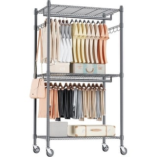 Garment Rack Heavy Duty, 3 Tier Rolling Clothing Racks,Gray - Bed Bath ...
