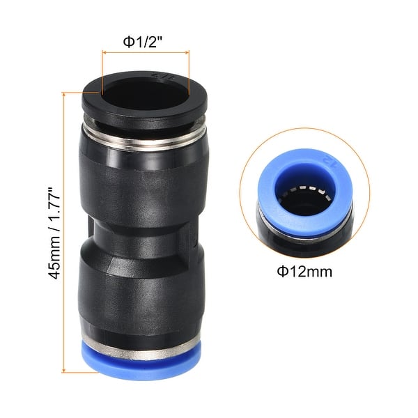 1/2" to 12mm Reducing Push to Connect Air Line Fitting, Black & Blue ...