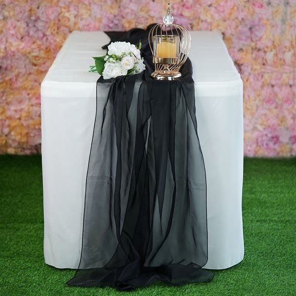 12 Piece Premium Chiffron Wedding Extra Wide Table Runners Black - 22 ...