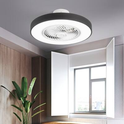 21.6'' Blade Led Flush Mount Ceiling Fan With Remote Control And Light ...