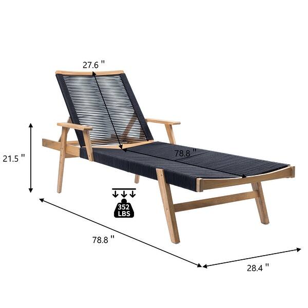 Patio Outdoor Sunlounger Sunbed With Acacia Wood and Rope for Backyard ...