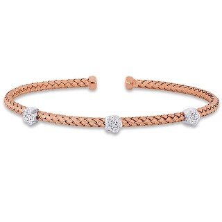 Miadora 1/2ct TGW Cubic Zirconia Station Bangle Bracelet in 2-Tone Rose ...