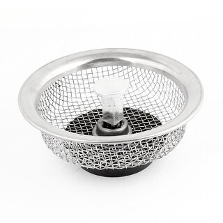 Home Kitchen 84mm Dia Silver Tone 3X3mm Mesh Hole Basin Strainer ...