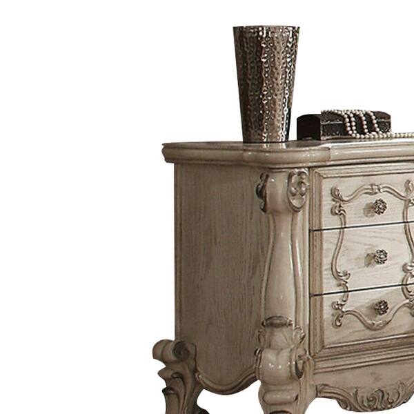 Acme Vendome VANITY DESK Beige Synthetic Leather & Antique Silver ...