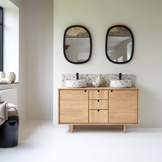 OROA Jonak Teak Double Bathroom Vanity - Bed Bath & Beyond - 35438252