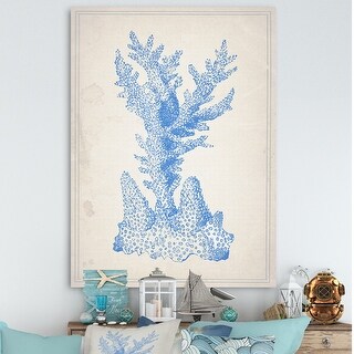 Designart "Blue Coral 1" Nautical & Coastal Premium Canvas Wall Art ...