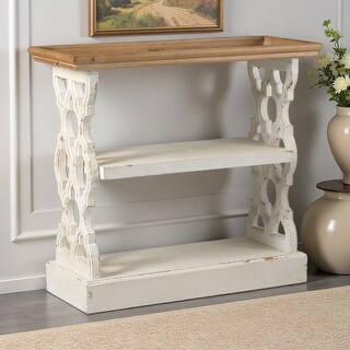 35.5"x14" Distressed Wood 3-Tier Console Table - Bed Bath & Beyond ...