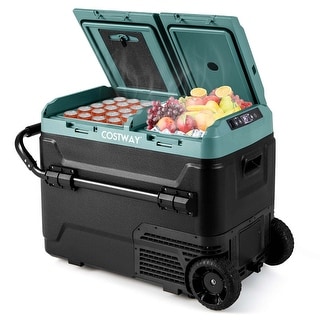 Portable Car Fridge Freezer 53-Quart Car Refrigerator with Wheels - Bed ...