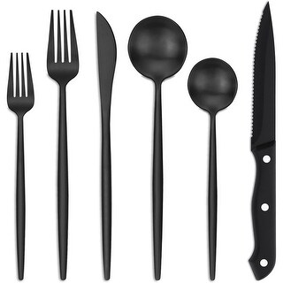 48-Piece Matte Black Silverware Set - Bed Bath & Beyond - 40225820