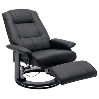 Black Faux Leather Swivel Recliner Chair with Extendable Footrest - Bed ...