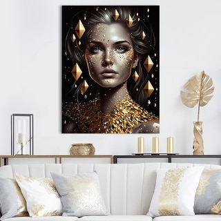 Designart "Radiating Golden Woman Ii" Modern Woman Wall Art Prints ...