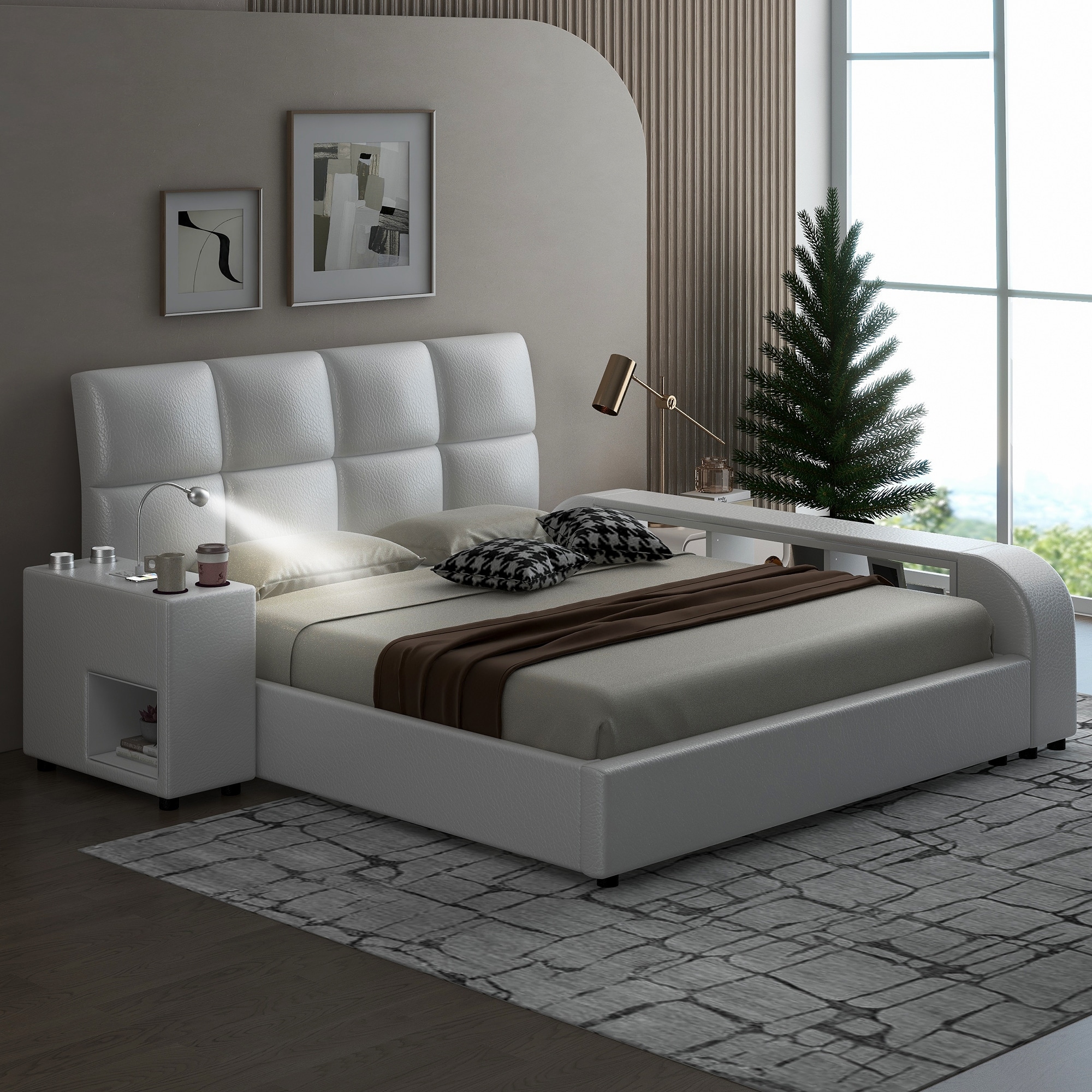 Bed with cup holders store