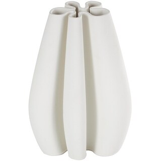 Ceramic Abstract Ribbed Dimensional Concaved Decorative Vase with ...