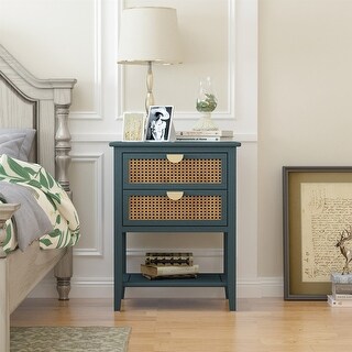 Nightstands with 2 drawers, rattan nightstands, drawers and shelves ...