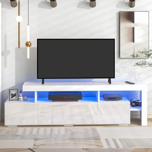 16-Colored LED Lights TV Cabinet with Ample Storage Space and Remote ...