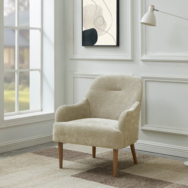 26 Seat Wide Chenille Upholstered Armchair Modern Style Accent Chair with Wood Legs for Living Room Bed Bath Beyond 40827188