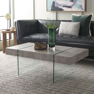 SAFAVIEH Jacob Glass Leg Rectangle Coffee Table - 43Wx24Dx16H - Bed ...