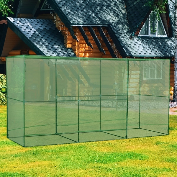 Outsunny 4' x 12' Crop Cage, Plant Protection Tent with Zippered Door ...