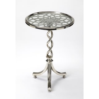 26" Silver Aluminum Open Lattice Round Top End Table - Bed Bath ...