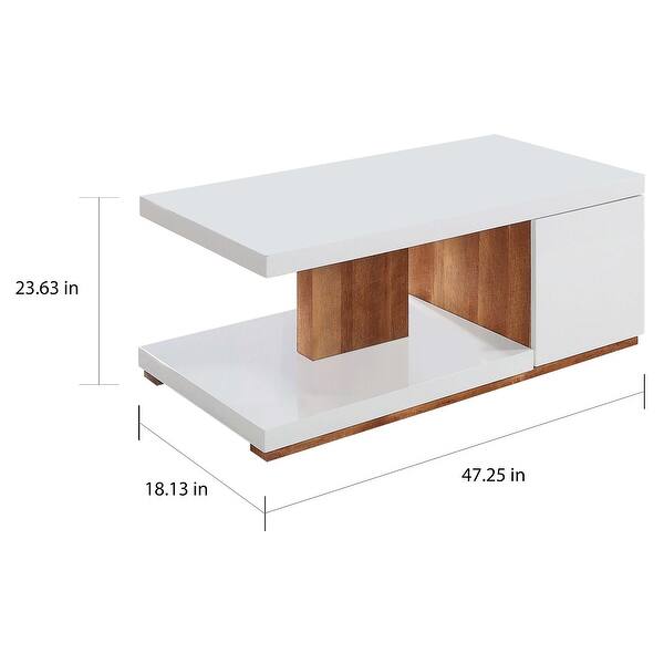 Harima Contemporary White 47-inch 1-Shelf Coffee Table by Furniture of ...