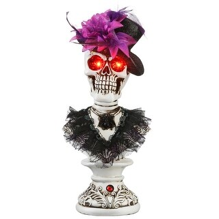 National Tree Company Halloween Female Skeleton Bust, LED Lights, 17 ...