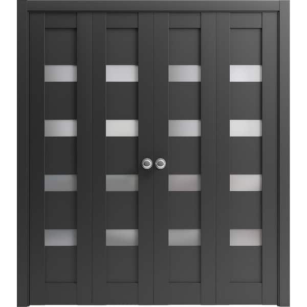 Sliding Closet Double Bi-fold Doors | Quadro 4113 Matte Black with ...