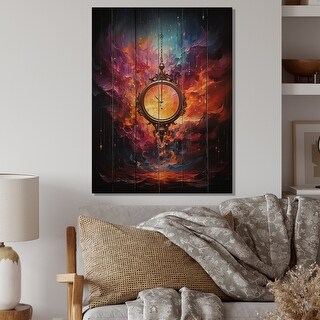 Designart "Chandelier Whirling Embrace II" Glam Print on Natural Pine ...