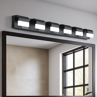 Modern Bathroom Vanity Lighting 6-Light LED Vanity Lights Over Mirror ...