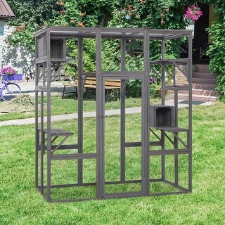 Cat Cage Outdoor 62inch super large Fir and Galvanized Mesh Cat Cage ...